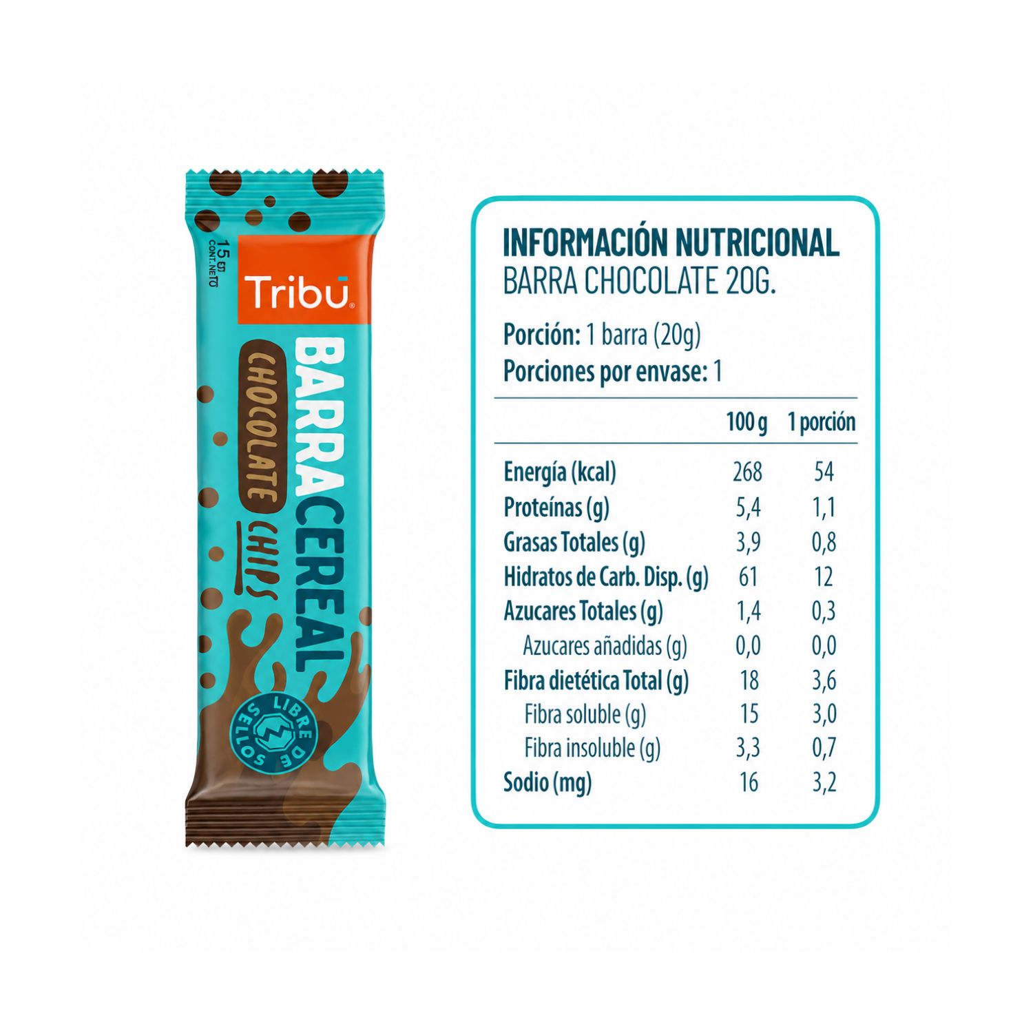 Barra Cereal Chocolate 20g Tribu Food - SNACKCLUB